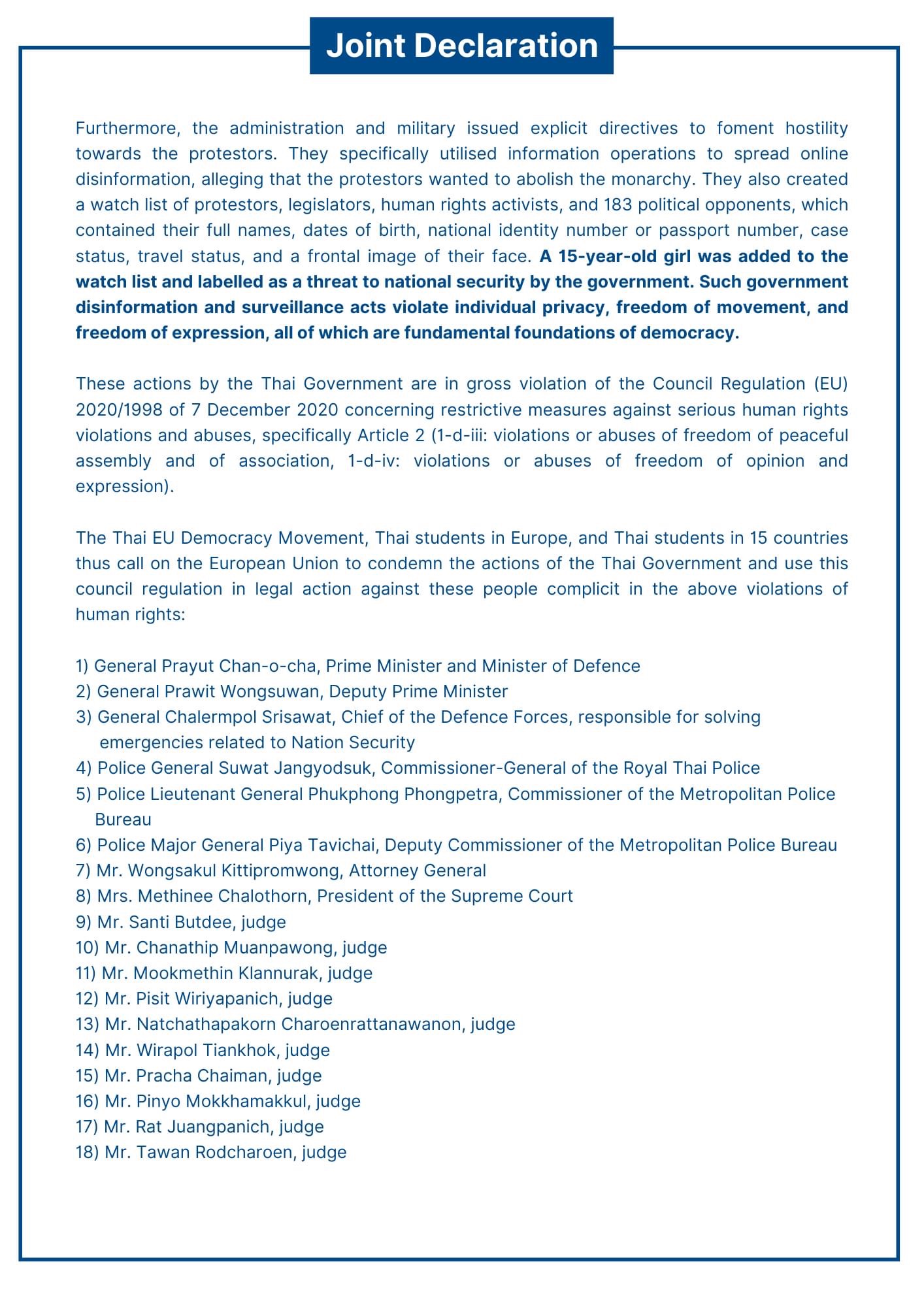 Joint Declaration – ThaiEUDem
